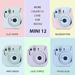 Phetium Instant mini 12 Camera Protective Case Compatible with Instax Mini 12 11,PU Leather Bag with Pocket and Adjustable Shoulder Strap(Lilac Purple)
