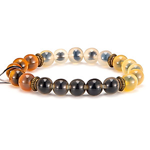 YIRUZWRD Natural Agate Bracelet 8mm Beads Men Women Stretch Wrist Bracelet Crystal Bracelet Chakra Healing Agate Energy Balancing