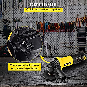 VEVOR Angle Grinder, 4-1/2 Inch Powerful Grinder Tool 11Amp Power Grinder with Paddle Switch and 360° Rotational Guard, 12000rpm Power Angle Grinders for Cutting and Grinding Metal, Stone, Wood, etc