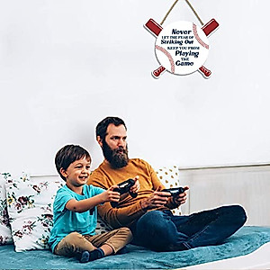 IARTTOP Inspirational Quotes Wood Signs Never Let The Fear of Striking Out Keep You from Playing The Game Wood Sign-36x28.5cm,Retro Baseball Signs Wooden Plaque Hanging Wall Art for Classroom Decor