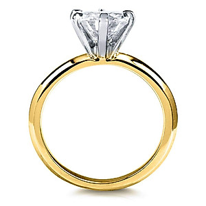 Kobelli Classic Solitaire Round Brilliant Moissanite Engagement Ring 2 Carats 14k Yellow Gold, 4