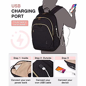 BAGSMART Backpack for Women & Electronics Organizer Set, College Must Haves, Travel Essentials for Women, Black