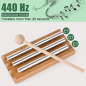 Meditation Trio Chime, AKLOT Chime Three Tone Trio Chime Bell Hand Percussion Chimes for Prayer Meditation Yoga Teachers' Classroom Management