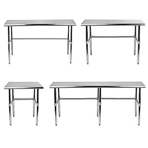 Open Base Stainless Steel Table + Optional Casters | Customize To Your Size | Available In 43 Sizes | Residential & Commercial | Food Prep Metal Table | Utility Work Bench | NSF
