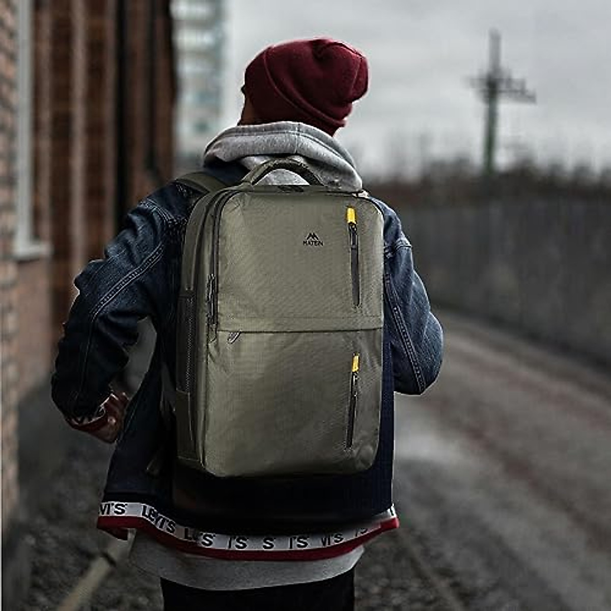 Travel Carry on Backpack, Flight Approved Laptop Backpack with USB Charging Port, Durable Computer Bag for Men Women Fits 15.6 In Laptop, Anti-Theft Waterproof Work Daypack for Business College, Green