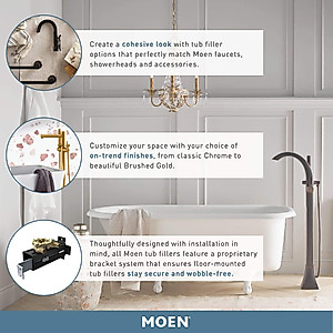 Moen S44507BG Colinet One-Handle Traditional Freestanding Floor Mount Tub Filler with Handshower, Brushed Gold