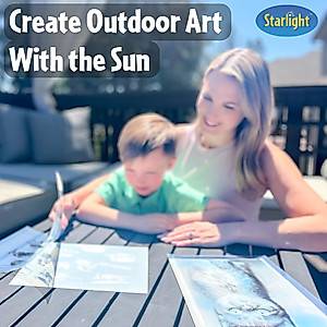 Starlight Cyanotype Kit Deluxe | Instant 8"x10" Cyanotype Paper – No Water Needed | 20 Sheets of Sun Paper, UV Flashlight & Art Stencils | Sun Printing Kit for Kids, Crafts & Science