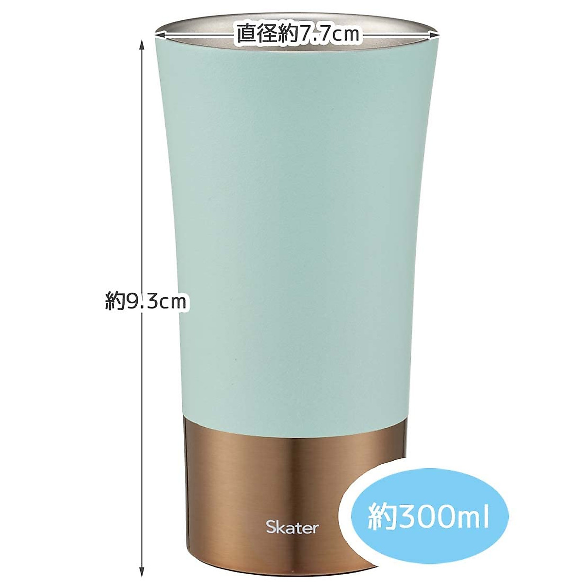 Skater STB3N-A Stainless Steel Tumbler, Hot and Cold Retention, 10.1 fl oz (300 ml), Pale Tone, Aqua