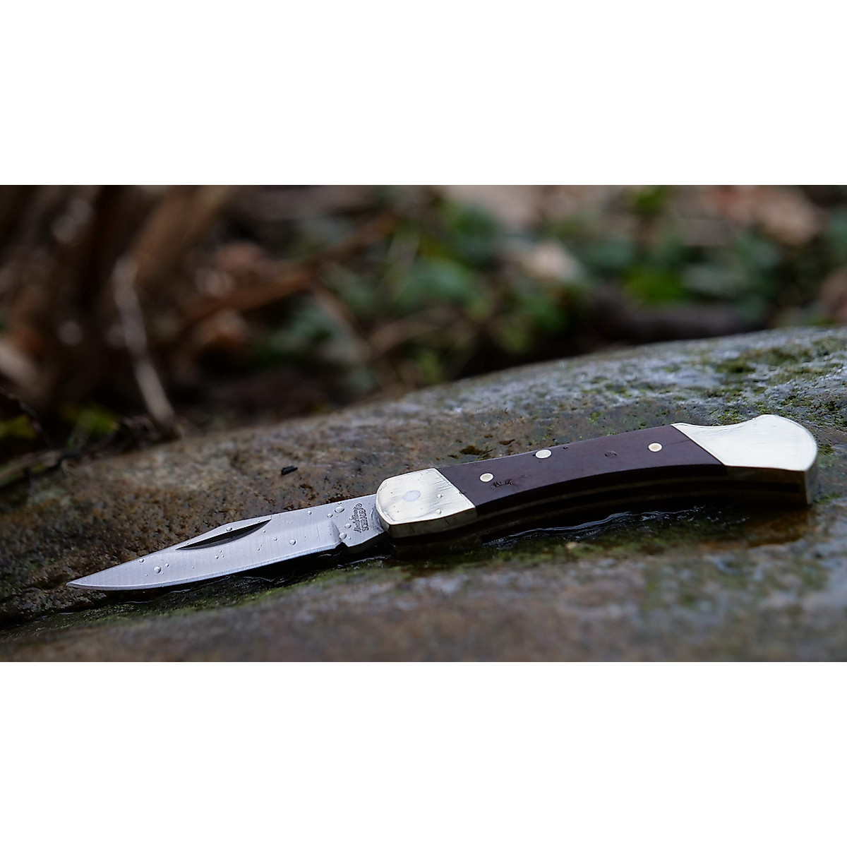 Uncle Henry LB3 Brown Bear 5.1in High Carbon S.S. Folding Knife with a 2.2in Clip Point Blade and Wood Handle for Outdoor Survival, Camping and Hunting
