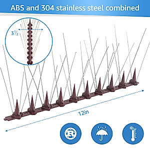 BORHOOD Bird Spikes, 16 Pack Bird Deterrent Spikes, Bird Repellent Devices Outdoor, Bird Spikes for Pigeons and Other Small Birds, Cats Squirrels Raccoons for Fence Roof Windowsill Coverage 16.4 Feet