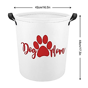 Dog Mom Large Laundry Basket Hamper Bag Washing with Handles for College Dorm Portable