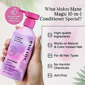 EVANYC Hair Conditioner, Mane Magic 10-in-1, 8.8 fl oz, Sulfate Free, Strengthening Conditioner for Dry Hair and All Hair Types, GMO-Free, Vegan, Plant Protein, Argan Oil, Baobab Seed Oil