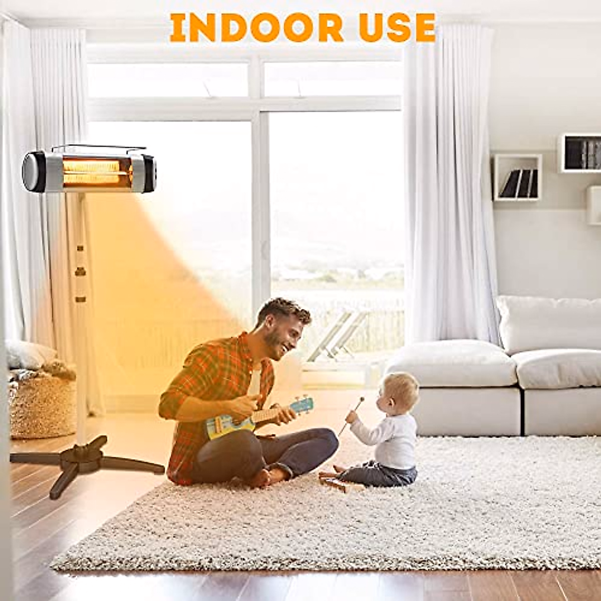 PATIOBOSS Infrared Patio Heater, Freestanding Electric Outdoor Heater for Instant Warm,Quiet Operation, Infrared Heater with Remote Control & 24 Hours Timer for Outdoor Indoor Use