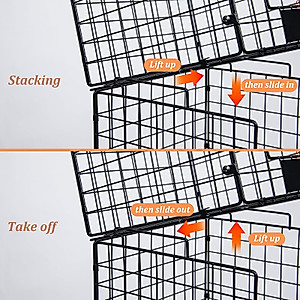 4 Pack Closet Organizers and Storage, Stackable Closet Storage Shelves, Clothes Storage Organizer Basket Bins/Containers with Dividers for Wardrobe, Closet Organization (Black-Sturdy Wire Metal Frame)