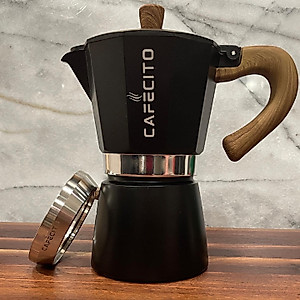 Cafecito Espresso Coffee Moka Pot | 6 Espresso Cup Moka Pot - 10 oz Manual Cuban Coffee Percolator | Italian Espresso Greca Coffee Maker | Stovetop Espresso Maker | Cafetera Cubana