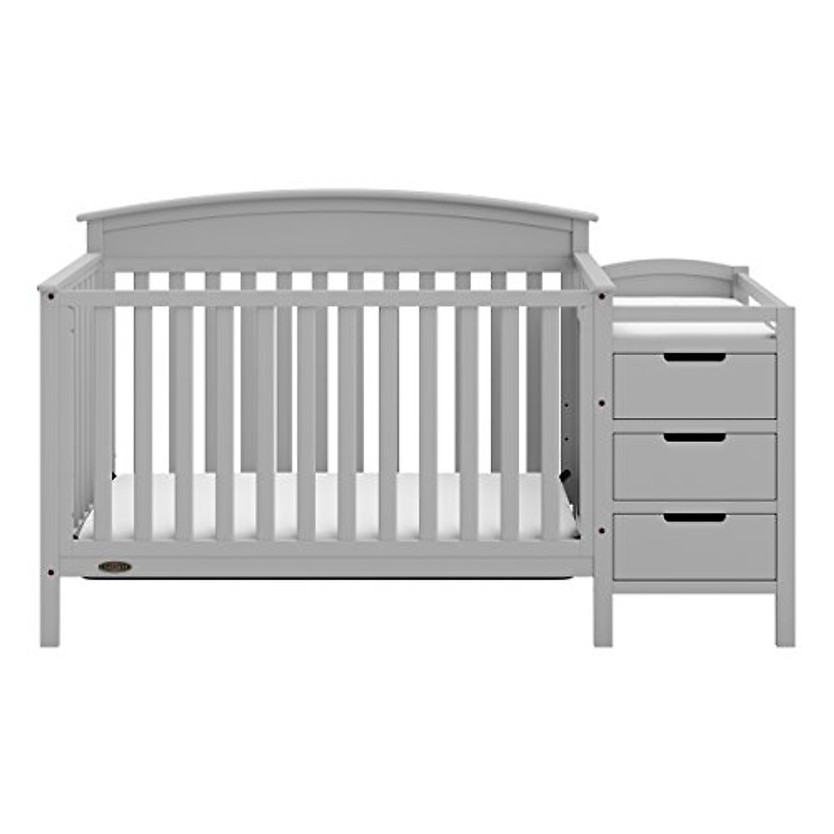 Graco Benton 5-in-1 Convertible Crib and Changer (Pebble Gray) – Crib and Changing Table Combo, Includes Water-Resistant Changing Pad, 3 Drawers, Converts to Toddler Bed, Daybed and Full-Size Bed