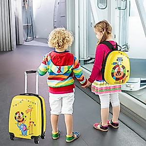 INFANS Kid Luggage Set, 12’’ Travel Backpack and 18’’ Carry on Suitcase with Rolling Spinner Wheels for Children Boys Girls, 2 Pcs Trolley Case Gift for Toddlers, Unicorn