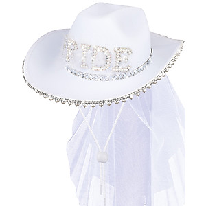 JUSTOTRY Cowgirl Hat With Veil - Bride To Be Bachelorette Party Favor