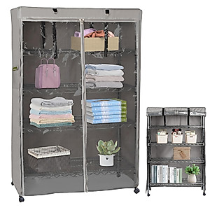 COSHNIBI Storage Shelf Cover, Premium Clear Front Shelf Cover for 48Lx18Dx72H Shelves, Keeps Garage Kitchen Clean T-Shaped 3-Way Zipper, One Side See-Through Panel (Cover Only)