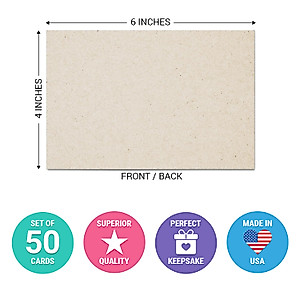 321Done Blank Rustic 4x6 Cards (Set of 50) - Thick, Heavy Cardstock - Make Invites, Greeting, Note, Thank You Cards - Plain Kraft for Writing, Stamping, Printing, Art - No Envelopes - Made in USA