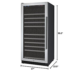 Allavino 24" Wide FlexCount II Tru-Vino 128 Bottle Single Zone Stainless Steel Left Hinge Wine Refrigerator