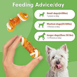 MON2SUN 2.5" Rawhide Free Dog Treats with Mixed Vegetables, Chicken Wrapped Mini Knot Bones for Small Dogs, Healthy Dog Snacks for Balanced Nutrition, 21.2oz