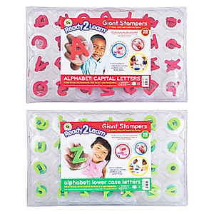 READY 2 LEARN Giant Stampers - Alphabet - Uppercase & Lowercase - Set of 56 - Easy to Hold Foam Stamps for Kids - Arts and Crafts Stamps for Displays, Posters, Signs and DIY Projects