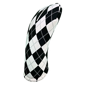 Women's Black & White Argyle Driver 460cc Club Headcover Handmade by BeeJos