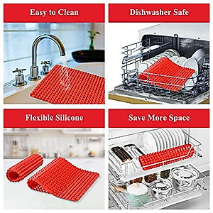 Fimary Pyramid Silicone Baking Mat, Non-stick Cooking Mat, 16" x 11.5" Healthy Fat Reducing Silicone Baking Sheet for Grilling BBQ, Roasting Pastry, Bacon Cooker Mats for Oven (Red)