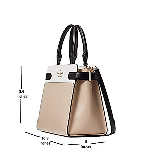 Kate Spade New York Staci Medium Saffiano Leather Satchel Purse in Warm Beige/Black