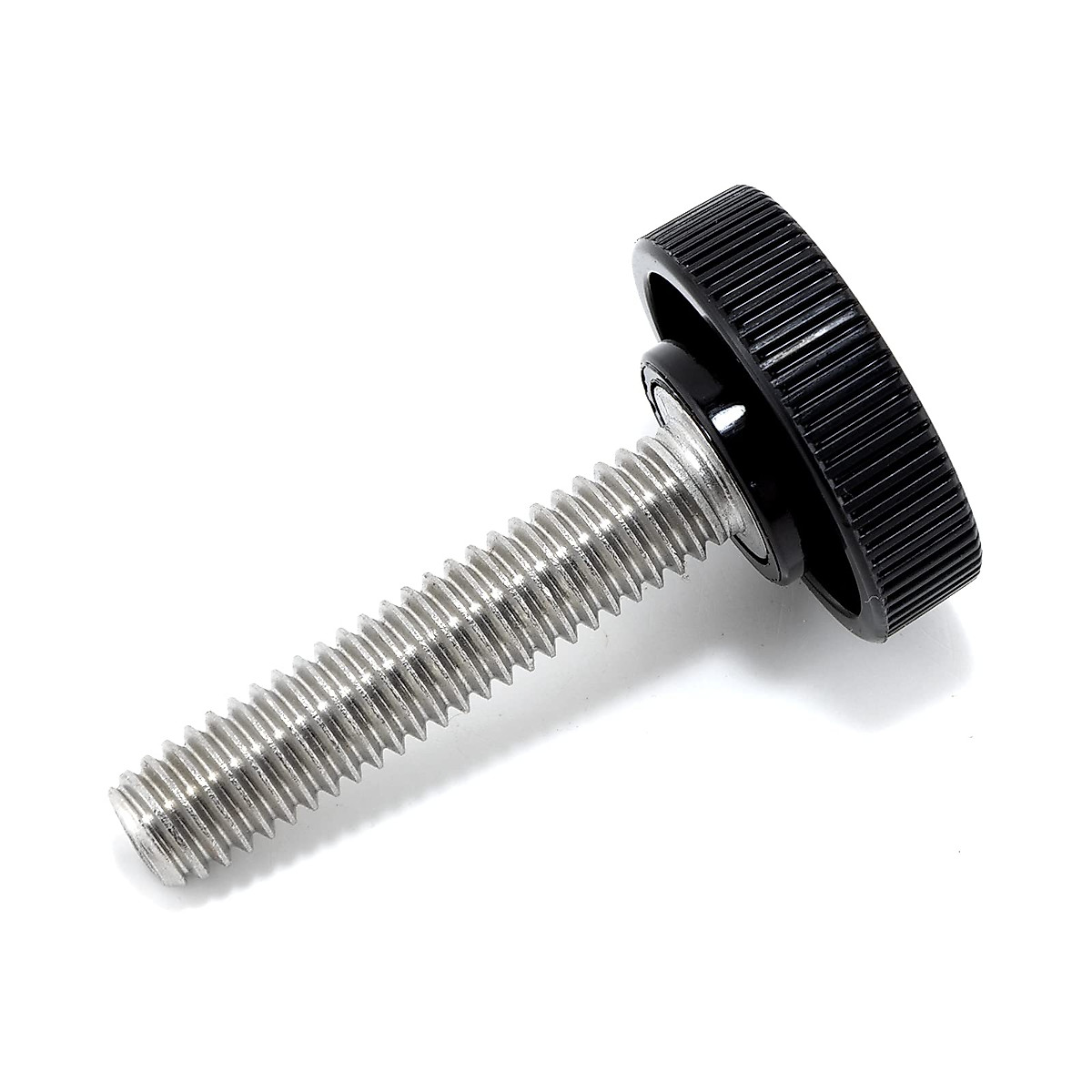 5/16"-18 x 1-1/2" Thumb Screw Stainless Steel - Black Knurled Round Plastic Knob - Standard/Coarse Thread Thumbscrew - Length: 1.500" - Proudly Built in USA - Package of (2)
