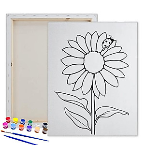 Essenburg Pre Drawn Canvas Sunflower II Paint Kit | Adult & Teen Sip and Paint Party Favor | DIY Date Night Couple Activity (S 8x10 CANVAS ONLY)