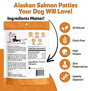 Vitafur Barkin Burger Dog Treats Combo Pack | Salmon and Pumpkin + Beef and Pumpkin Grain Free Dog Treats - Only Two Ingredient All Natural Dog Treats - 2 Pack, 4 oz Each