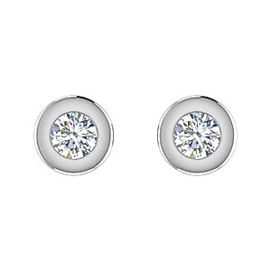 1/2 Carat Bezel Set Diamond Stud Earrings in 14K White Gold - IGI Certified