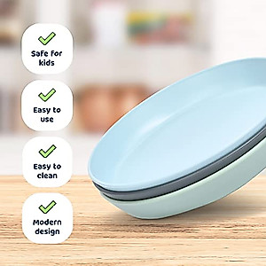 Tiny Twinkle Tableware 3 Pack Dish Set- BPA-Free Cups, Plates and Bowls Sets For Kids and Toddlers - Polypropylene Plastic Dinnerware Set (Plates - Sage, Charcoal, IceBlue)
