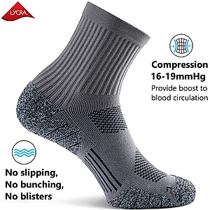 CWVLC Unisex Cushioned Compression Sport Quarter Socks, 4-pairs (Black2,Grey2,Royal Blue2,White2), M