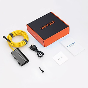 Wireless Endoscope, DEPSTECH Upgrade 5.0MP HD Inspection Camera, Scope Camera with Light,16 inch Focal Distance,16.5FT Semi-Rigid Snake Waterproof Borescope,2200mAh Battery for iPhone & Android-Yellow