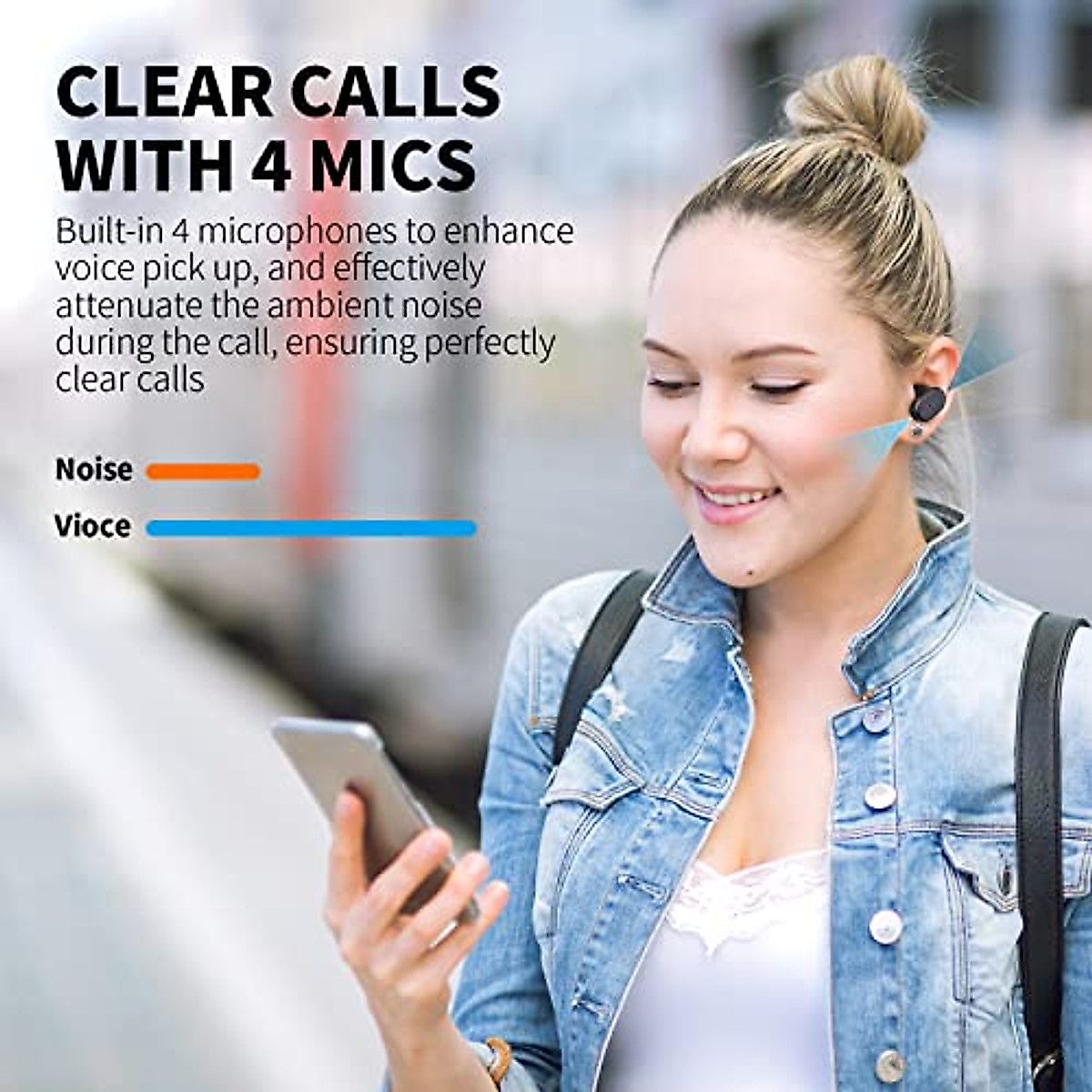 PSIER Wireless Earbuds Active Noise Cancelling Bluetooth 5.3 Earbuds with 4 Mics Clear Calls, 30H Playtime Deep Bass True Wireless Earbuds with Transparency Mode Bluetooth Headphones for Working
