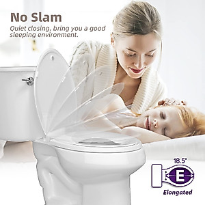 Toilet seat with toddler seat built in, Potty training toilet seat, Magnetic kids toilet seat, Fits both adult and child, Slow-Close, Toddler toilet seat attachment, ELONGATED, Heavy Duty,White(18.5”)