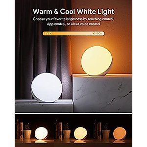 Smart Table Lamp, Dimmable Desk Lamp with App / Voice Control, LED RGB Color Changing Touch Lamp, Night Lamp for Bedroom Compatible with Alexa and Google Home
