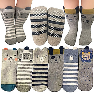 BSLINO Baby Socks 6 Pairs Non Skid 12-36 Months Baby Boys Girls Toddler Anti Slip Skid Slipper Stretch Socks Footsocks Sneakers Socks