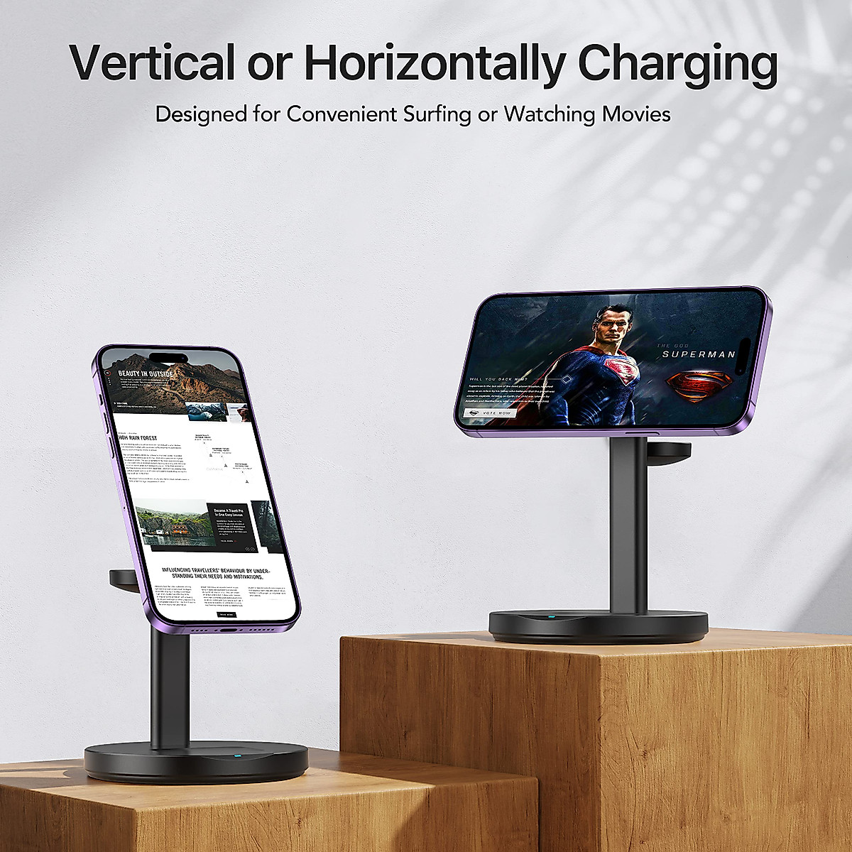 Wireless Charger, 3-in1 Magnetic Charging Station Fast Wireless Mag-Safe Charging Stand (Upgraded Black)