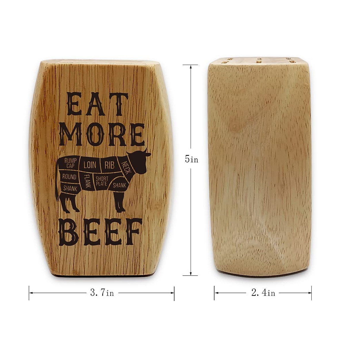 Eat More Beef Farmhouse Kitchen Decor Knife Block For Steak Knives 5 Inch Utility Knives 6 Piece Slot Organizer Durable 100% Natural Oak Wood, Gifts for Family Friends, Housewarming gifts 3.7x2.4x5"