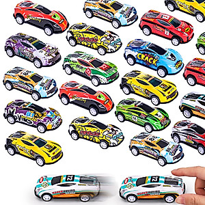 AugToy 26 Pack Pull Back Toy Cars Mini Die-Cast Race Vehicles Bulk Party Favors Supplies Goodie Bag Stuffers Pinata Fillers Class Treasure Chest Prize Box Toys Boys Girls Gifts for 3 4 5 + Year Old