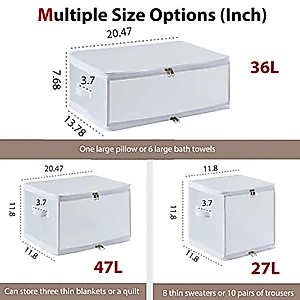FAOMSEBS Under Bed Storage [Light & No Collapse] Foldable Plastic Storage Box, Healthy & Odorless Material With [Sturdy Handles] Moisture-Proof Bins For Pillow, Coats, Blankets 36L White Translucent