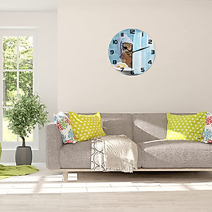 Wall Clocks for Living Room Decor 10 Inch Silent Non-Ticking Wall Clocks Battery Operated Round Hanging Clock Real Wood for Home/Office/Kitchen/Classroom/School Cat Pattern