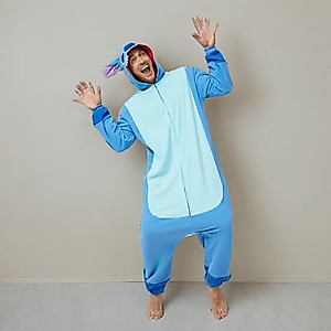 Kigrucme Unisex Adult Cartoon Onesie Pajamasr One Piece Stitch Animal Costume Halloween Cosplay Homewear Anime Costume(stitch,s)