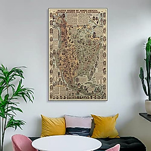 Mapping Native North American Tribes - Lively Map - Vintage Poster - Interior Decoration - Print on Wall Art Paintings Canvas Wall Decor Home Decor Living Room Decor Aesthetic 12x18inch(30x45cm) Unf