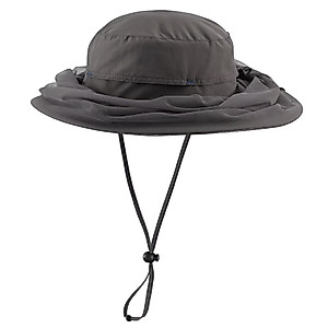 Connectyle Men's Mosquito Net Hat for Fishing Gardening UV Protection Safari Sun Hat Mesh Veil Bucket Hats UPF 50+ Dark Grey