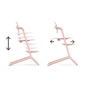 CYBEX LEMO 2 High Chair System, Grows with Child up to 209 lbs, One-Hand Height and Depth Adjustment, Anti-Tip Wheels Safety Feature - Pearl Pink